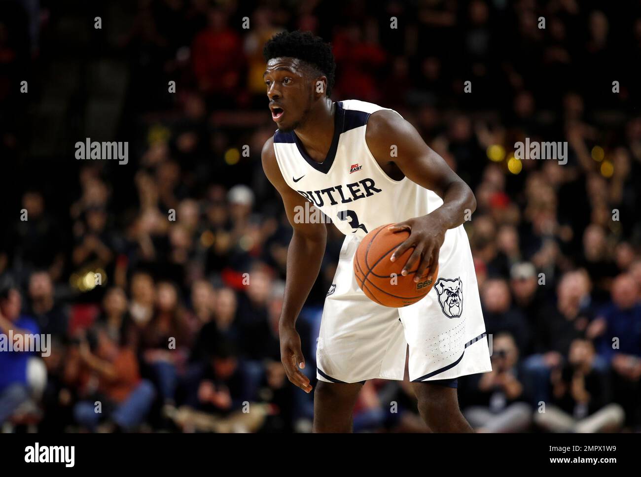 Butler guard Kamar Baldwin stands on the court in the first half of an ...