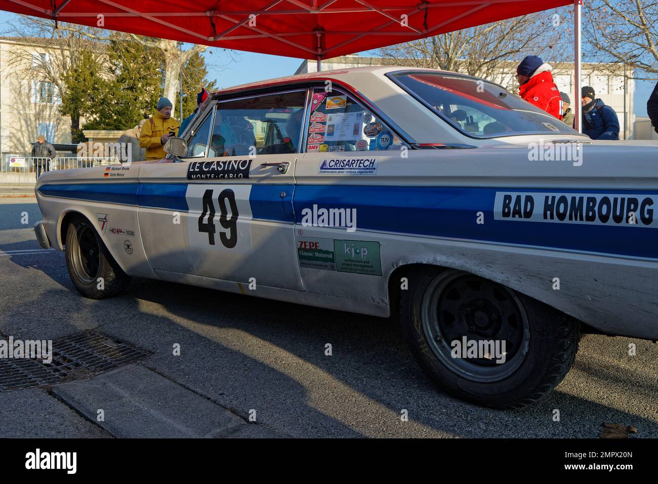 CREST, FRANCE, January 28, 2023 : Historic Monte-Carlo Rally checkpoint ...