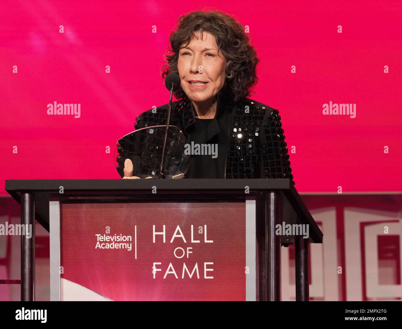 Lily Tomlin speaks at the 24th Television Academy Hall of Fame on ...