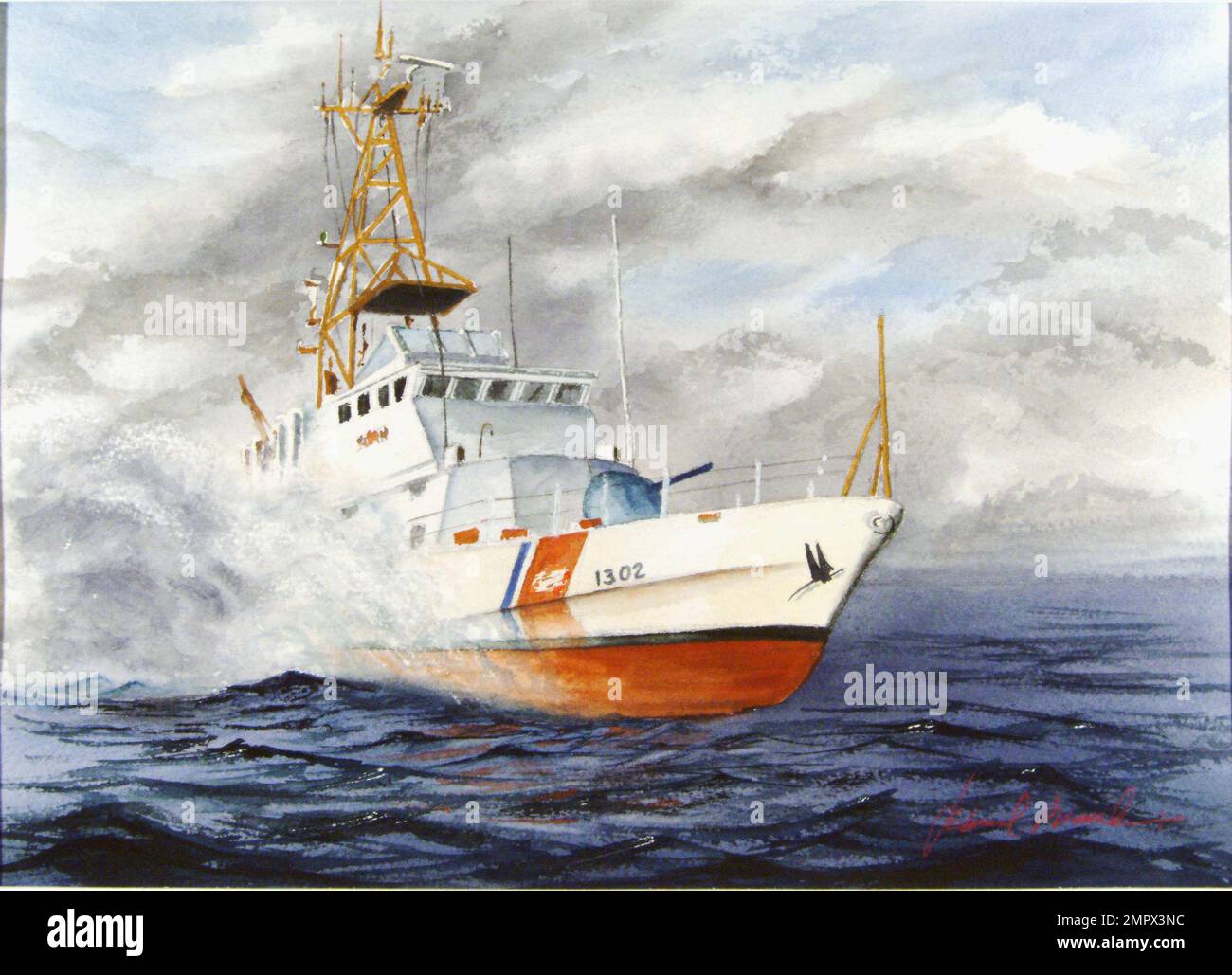 Coast Guard Cutter Manitou speeds toward a suspicious vessel. The ...
