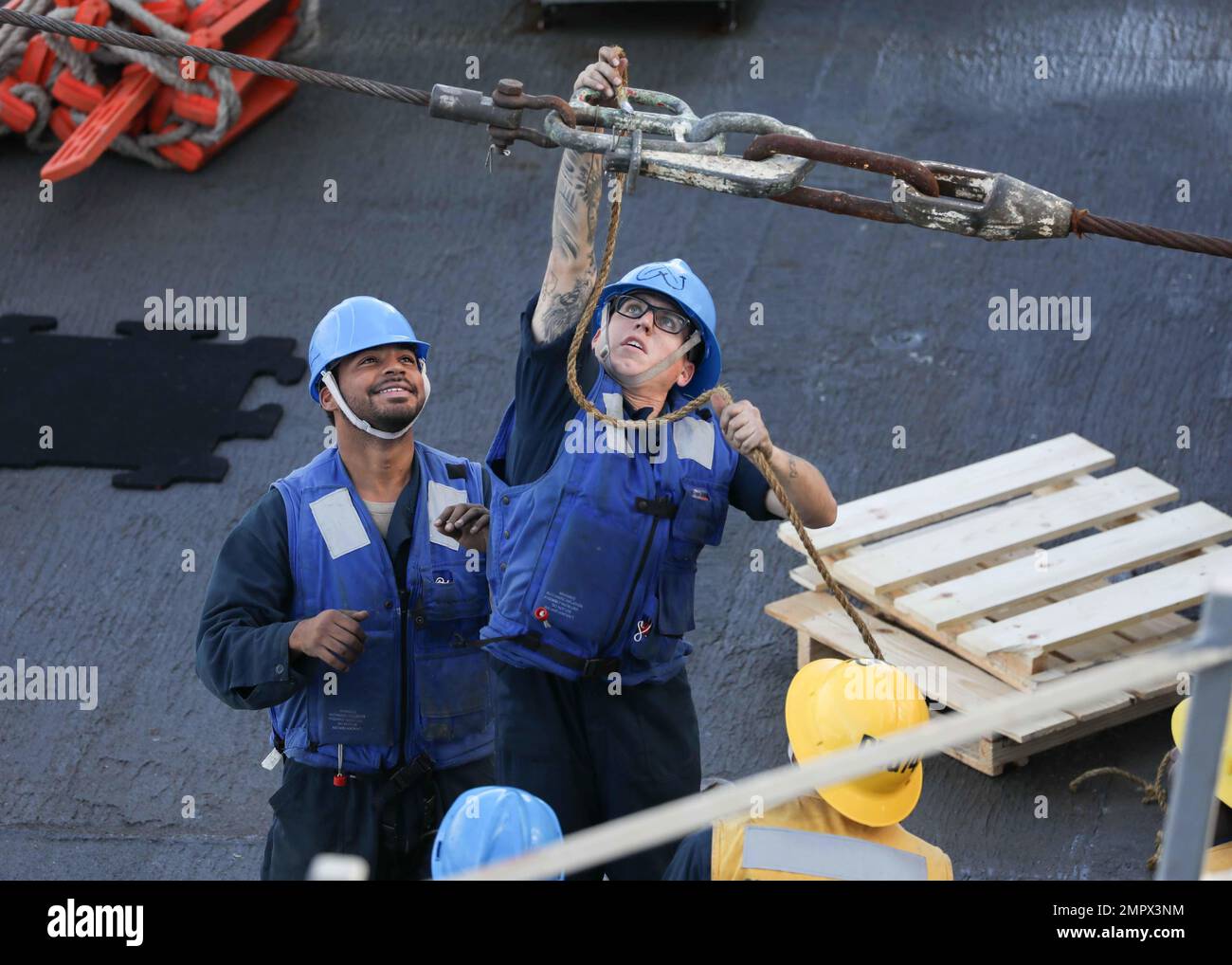 Boatswain’s Mate Seaman Tyrone Walkerfigueroa, left, and Boatswain’s Mate 3rd Class Robert ...