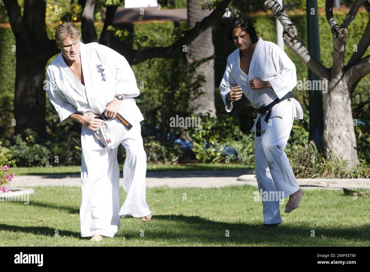 Swedish actor and action star Dolph Lundgren practices his karate in ...