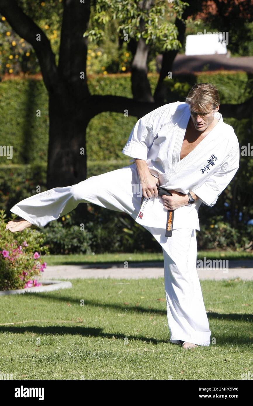 Swedish actor and action star Dolph Lundgren practices his karate in ...