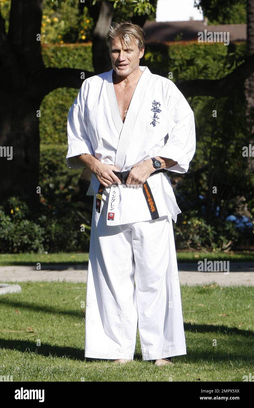 Swedish actor and action star Dolph Lundgren practices his karate in ...