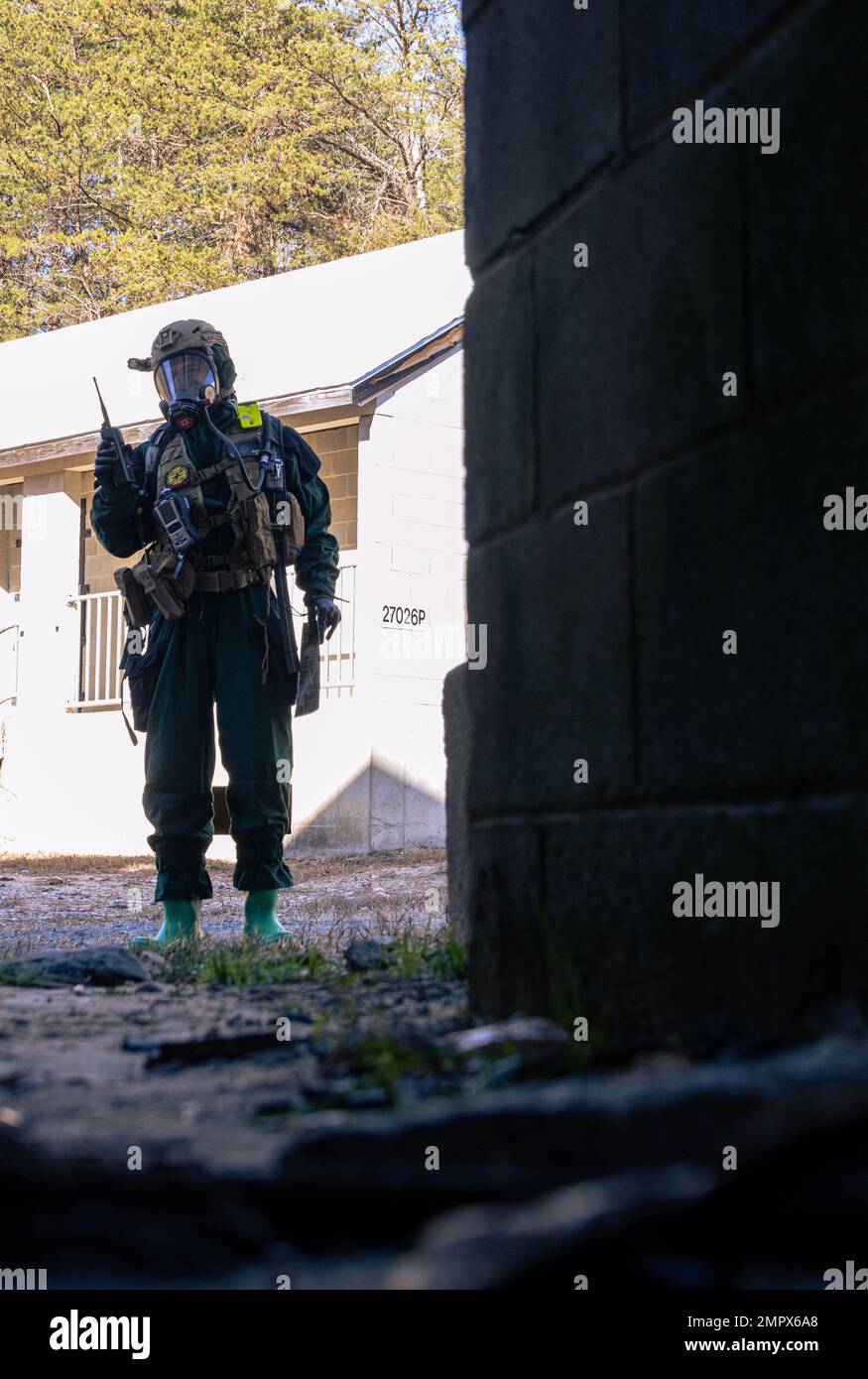 A U.S. Marine with Chemical Biological Incident Response Force (CBIRF ...
