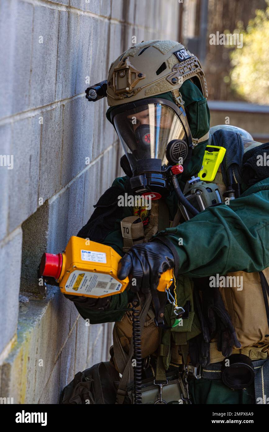 A U.S. Marine with Chemical Biological Incident Response Force (CBIRF ...