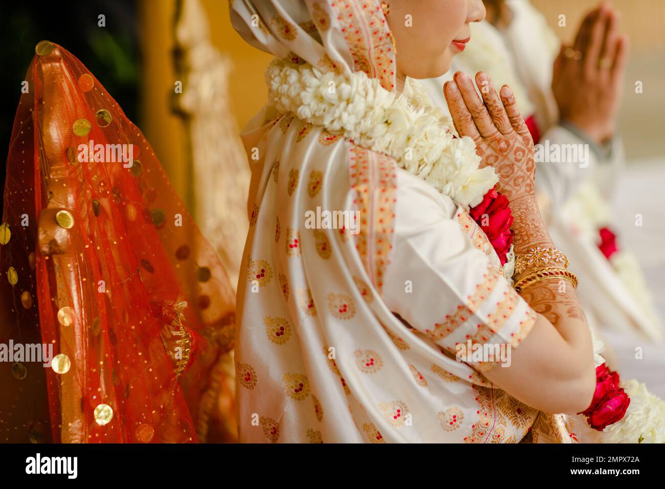 The Bride and Groom at the Indian Wedding with Garlands Stock Photo - Alamy