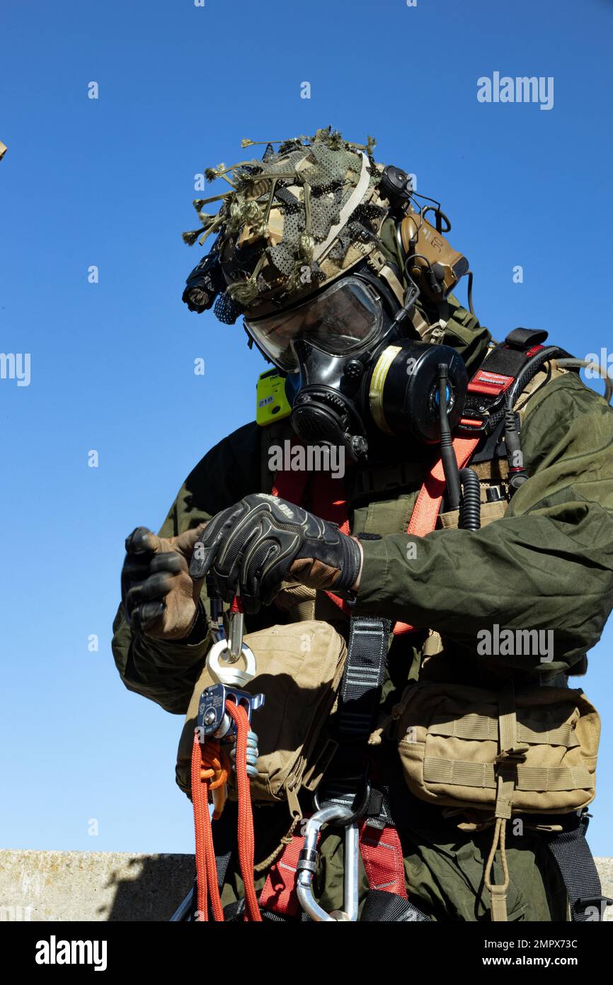 A U.S. Marine with Chemical Biological Incident Response Force (CBIRF ...