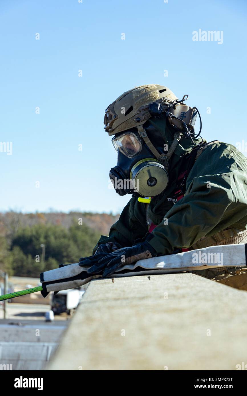 A U.S. Marine with Chemical Biological Incident Response Force (CBIRF ...