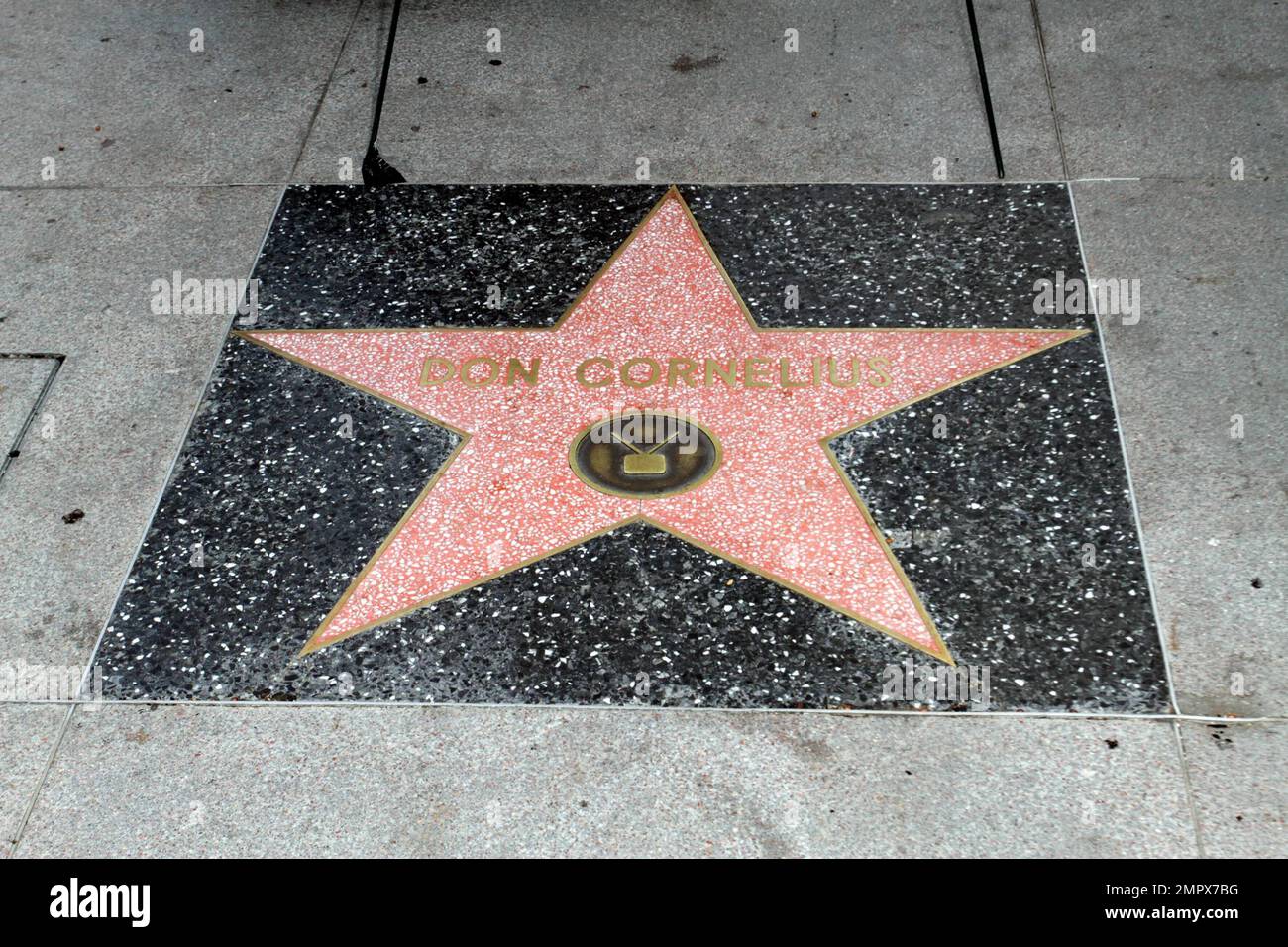 A wreath is placed at the star of the late Don Cornelius on the ...