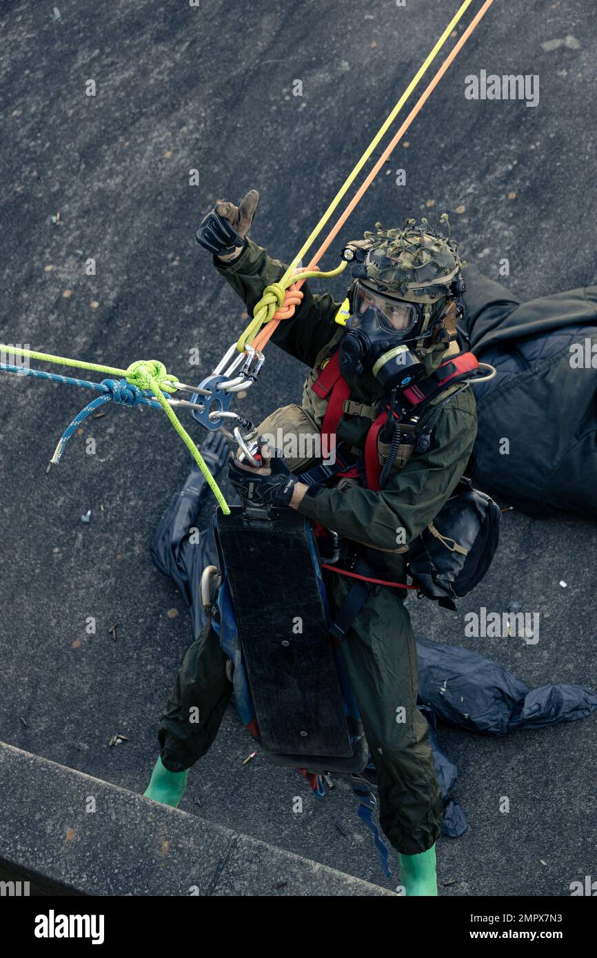 A U.S. Marine with Chemical Biological Incident Response Force (CBIRF ...