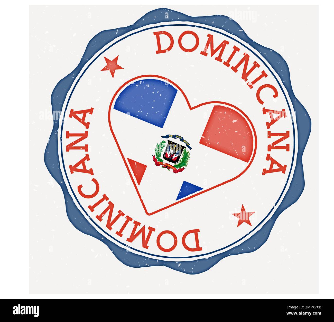 Dominicana heart flag logo. Country name text around Dominicana flag in ...