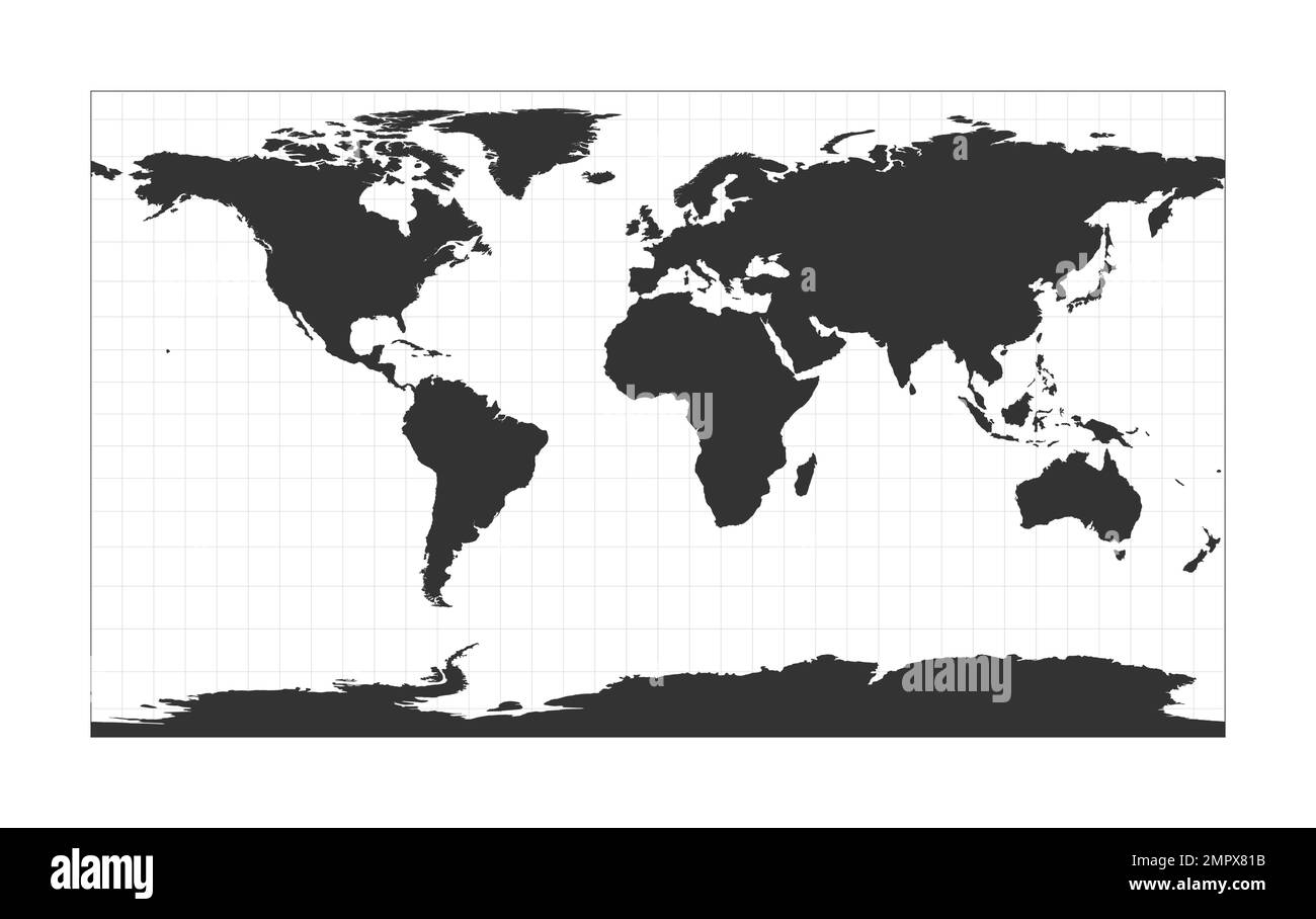 Map of the World. Patterson cylindrical projection. Globe with latitude ...