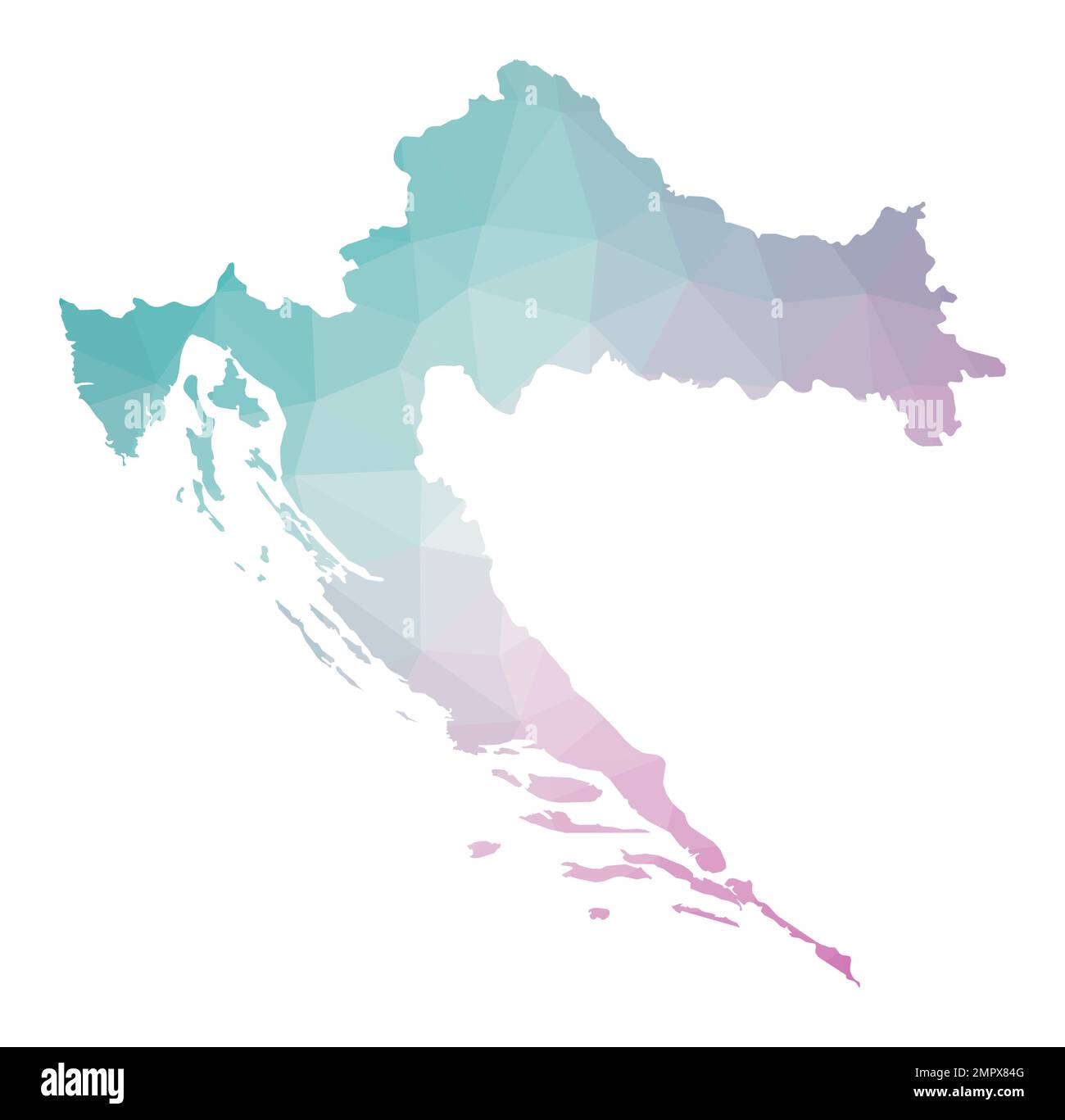 Polygonal map of Croatia. Geometric illustration of the country in ...