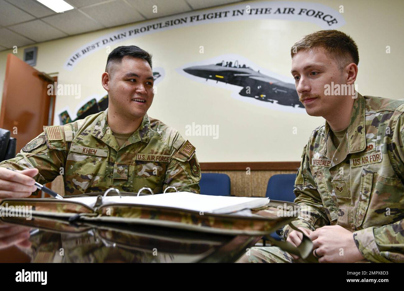U.S. Air Force Staff Sgt. Emerson Khiev, 18th Maintenance Group engine ...