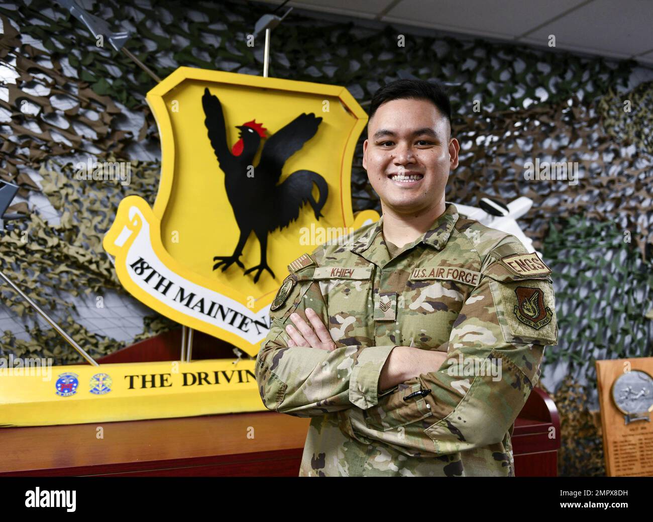 U.S. Air Force Staff Sgt. Emerson Khiev, 18th Maintenance Group engine ...