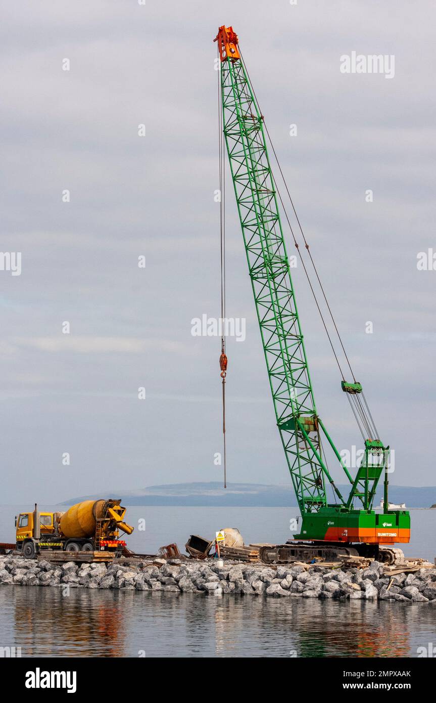 Harbour construction site Ireland - wet civil engineering work in ...