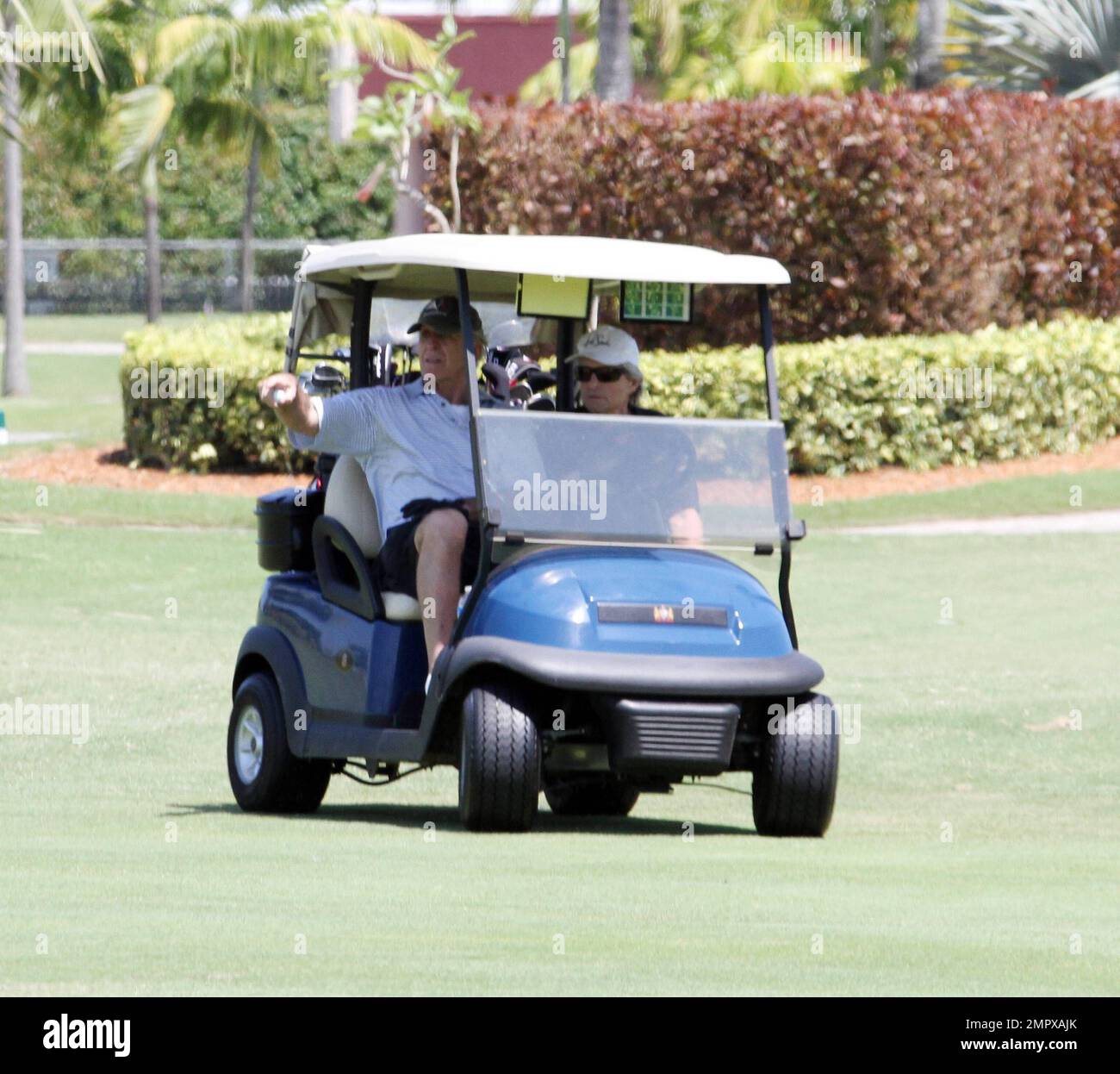EXCLUSIVE!! Michael Douglas plays a round of golf with Pat Riley and a ...