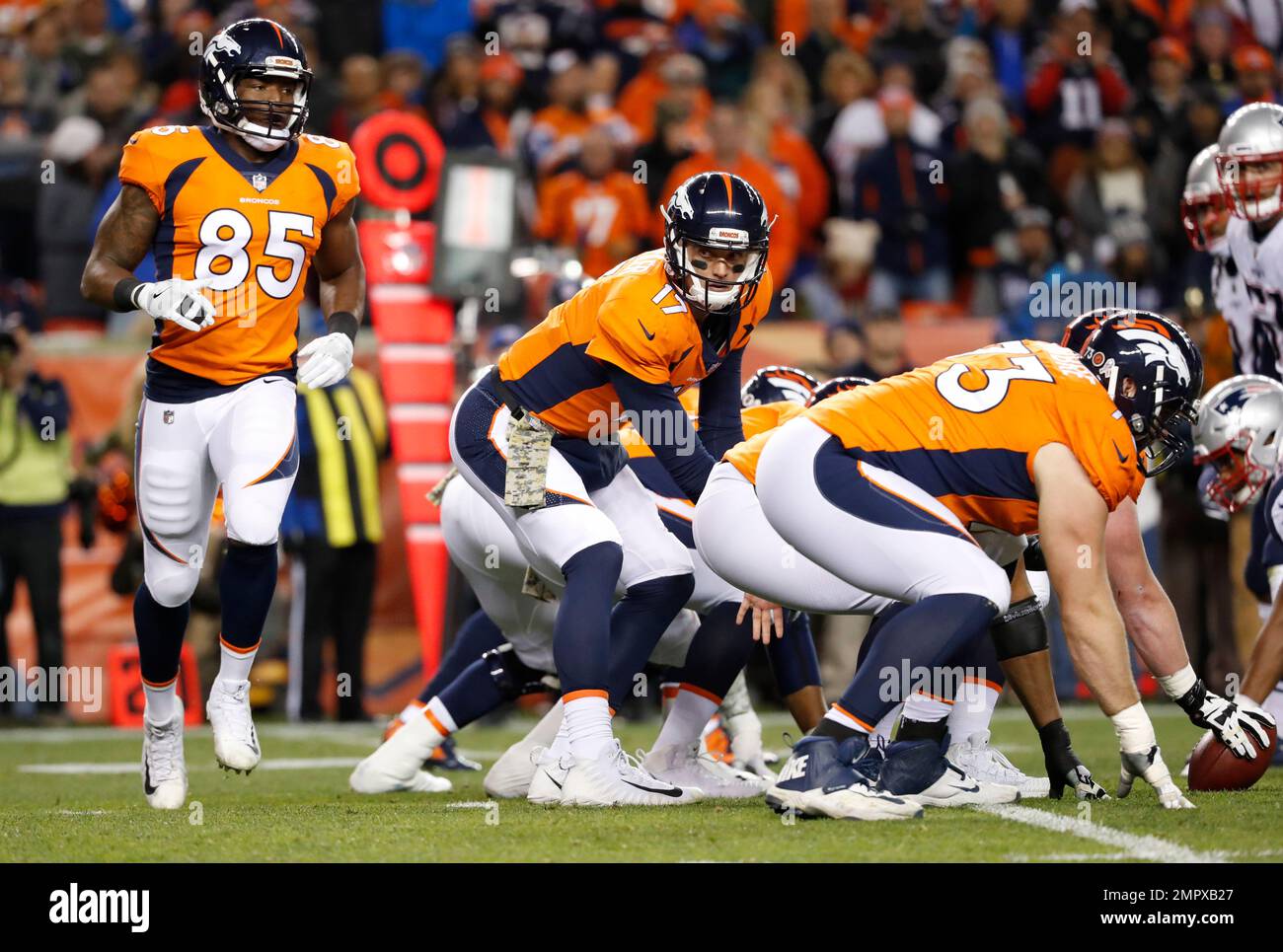 Denver Broncos quarterback Brock Osweiler lines up under center during ...