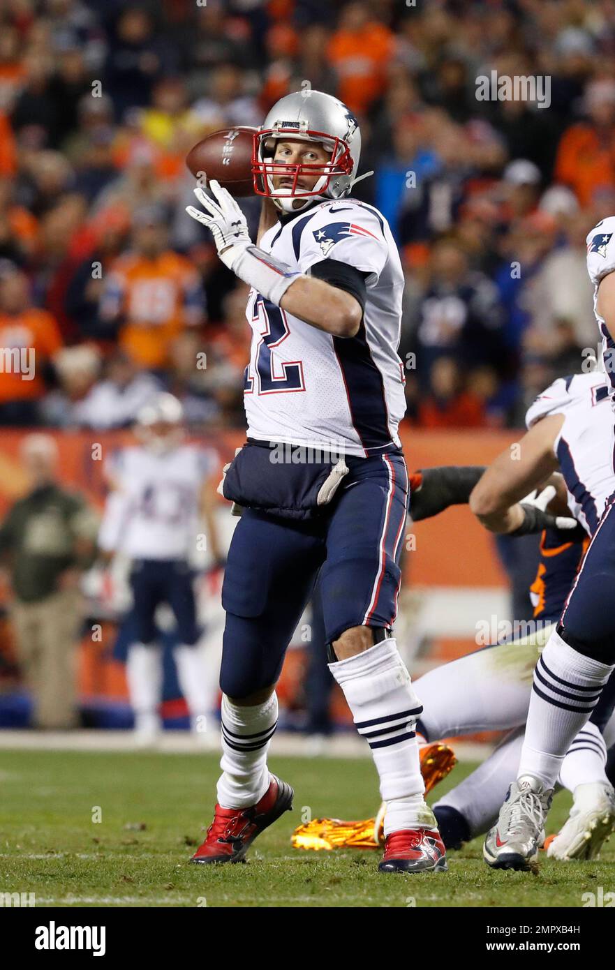 New England Patriots quarterback Tom Brady throws against the Denver ...