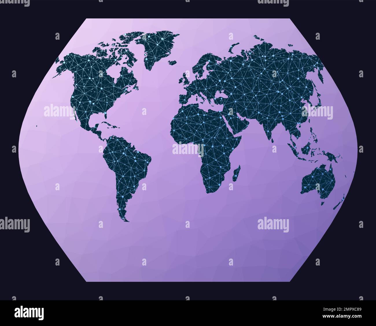 World map graph. Ginzburg VIII projection. World network map. Wired ...