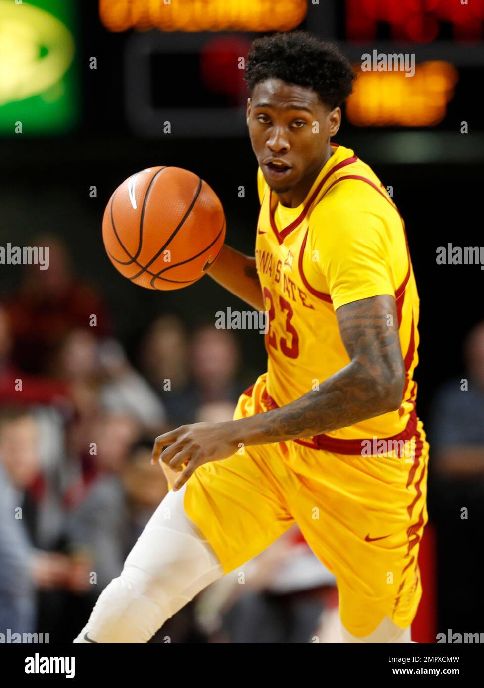Iowa State forward Zoran Talley Jr. drives up court during the first ...