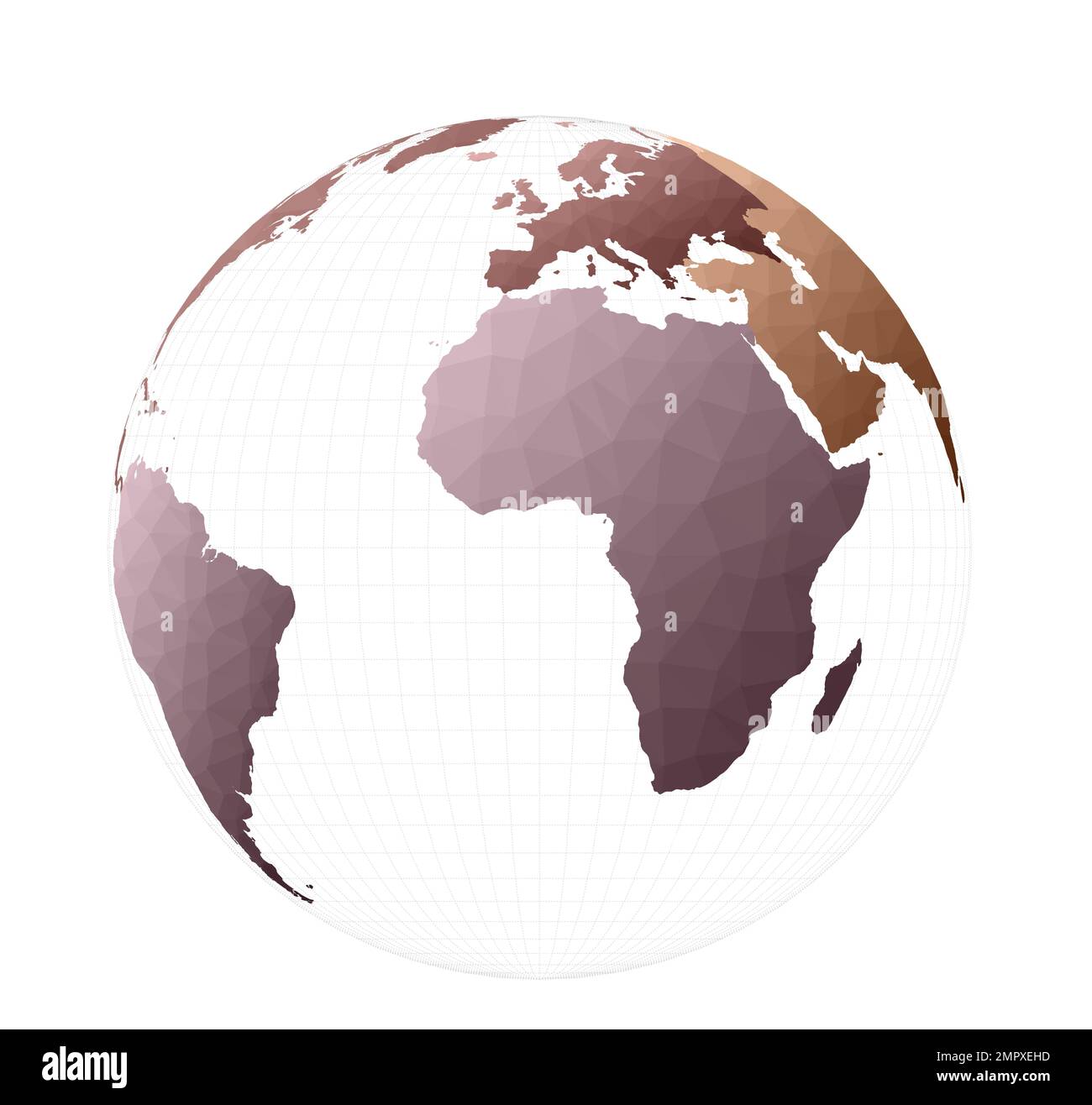 Polygonal world map. Orthographic projection. Fine vector illustration ...