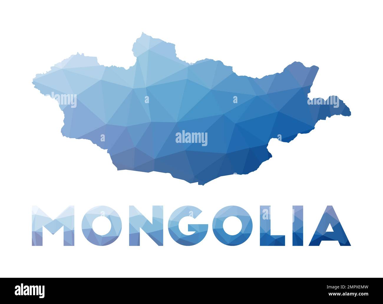 Low poly map of Mongolia. Geometric illustration of the country ...