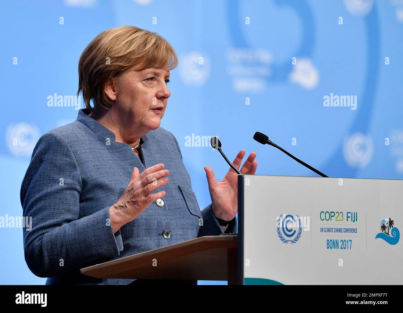 German Chancellor Angela Merkel delivers a speech during the 23rd ...