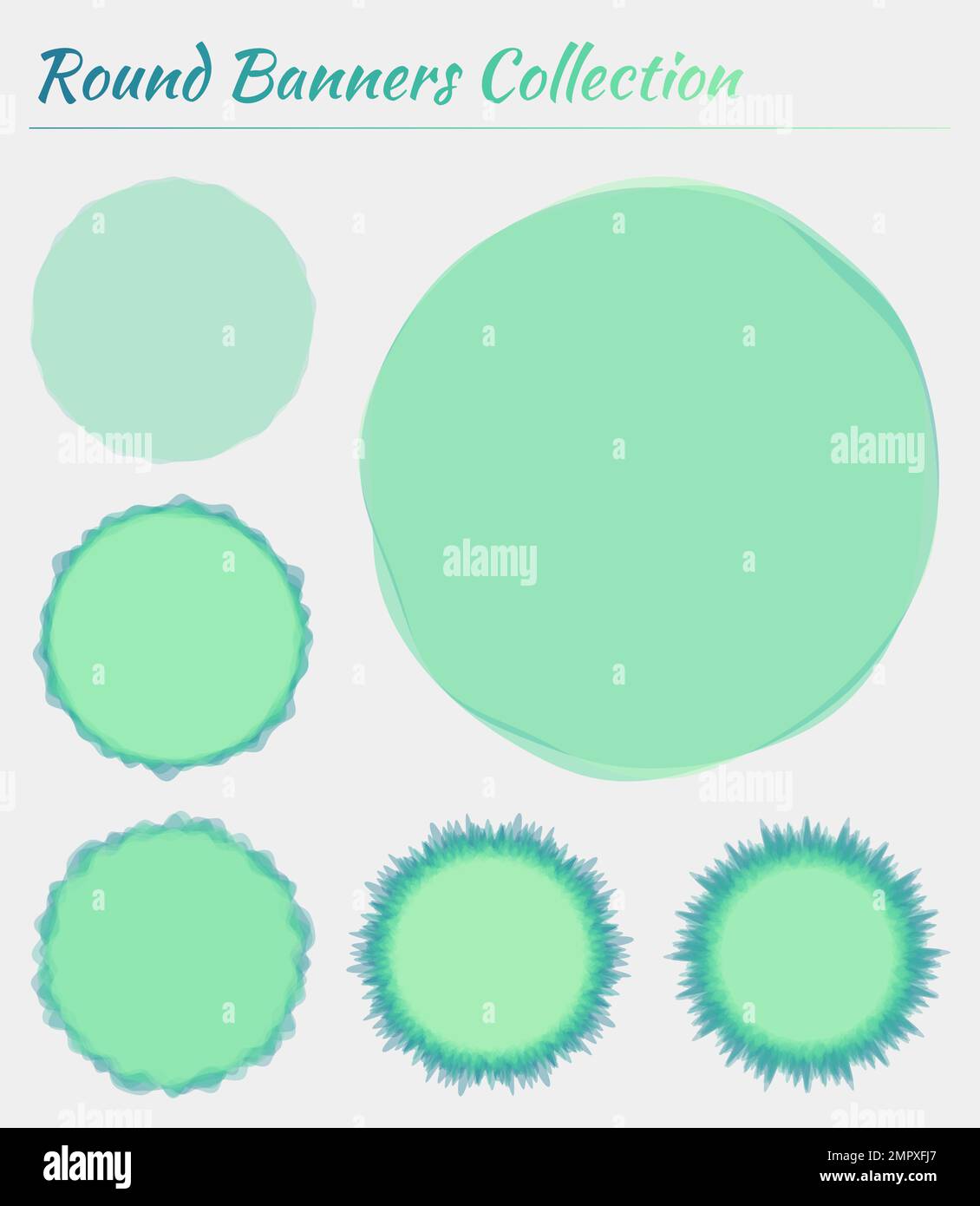 Round banners set. Circular backgrounds in teal green colors. Beautiful ...