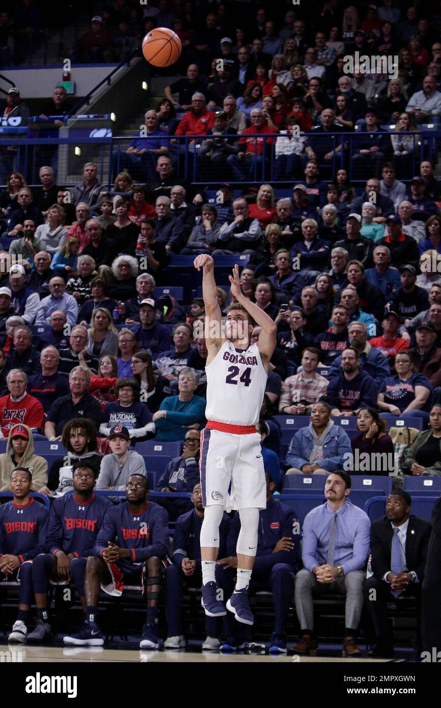 Gonzaga forward Corey Kispert (24) shoots during the first half of an ...