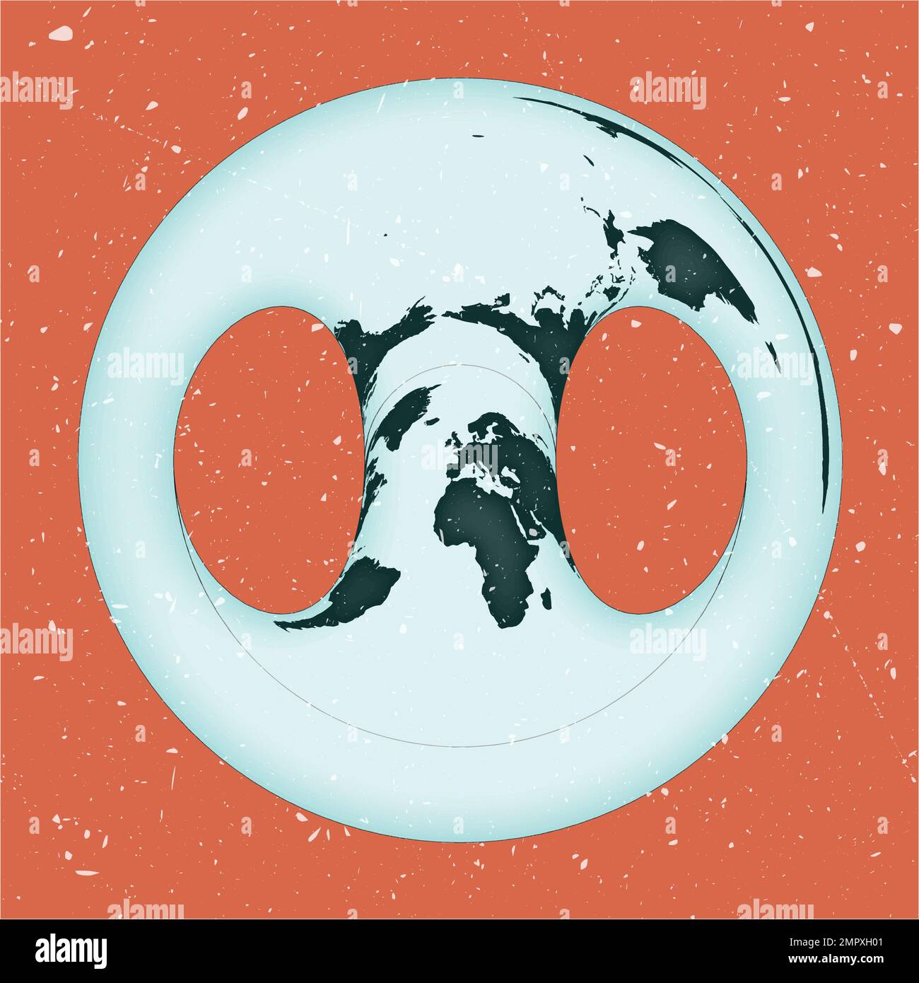 World Map Poster Hammer Retroazimuthal Projection Vintage World Shape With Grunge Texture