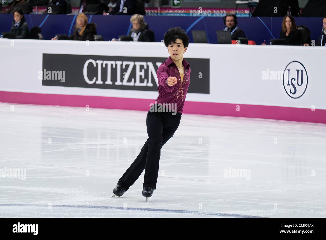 Shun Sato (JPN) performs during the Senior Men - Free Skating of the ...