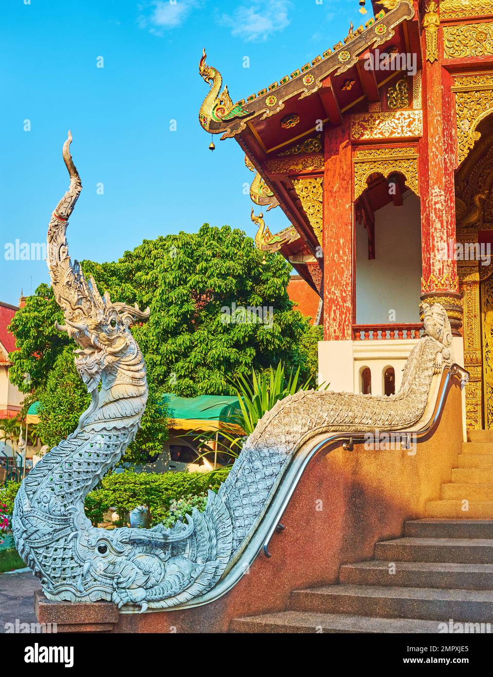 The picturesque statue of Makara crocodile, disgorging Naga serpent ...