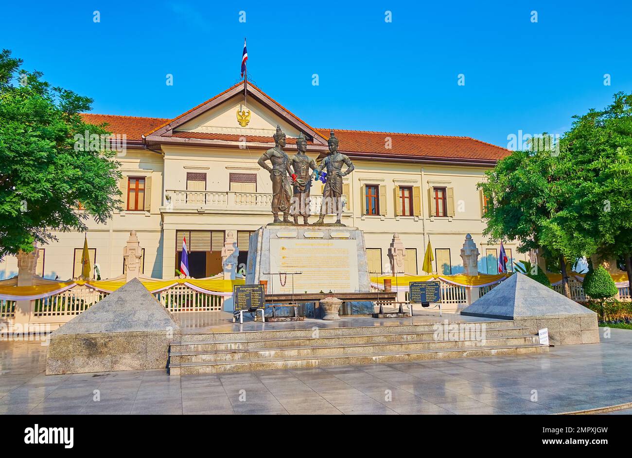Three Kings monument on pedestrian square in front of City Arts and ...