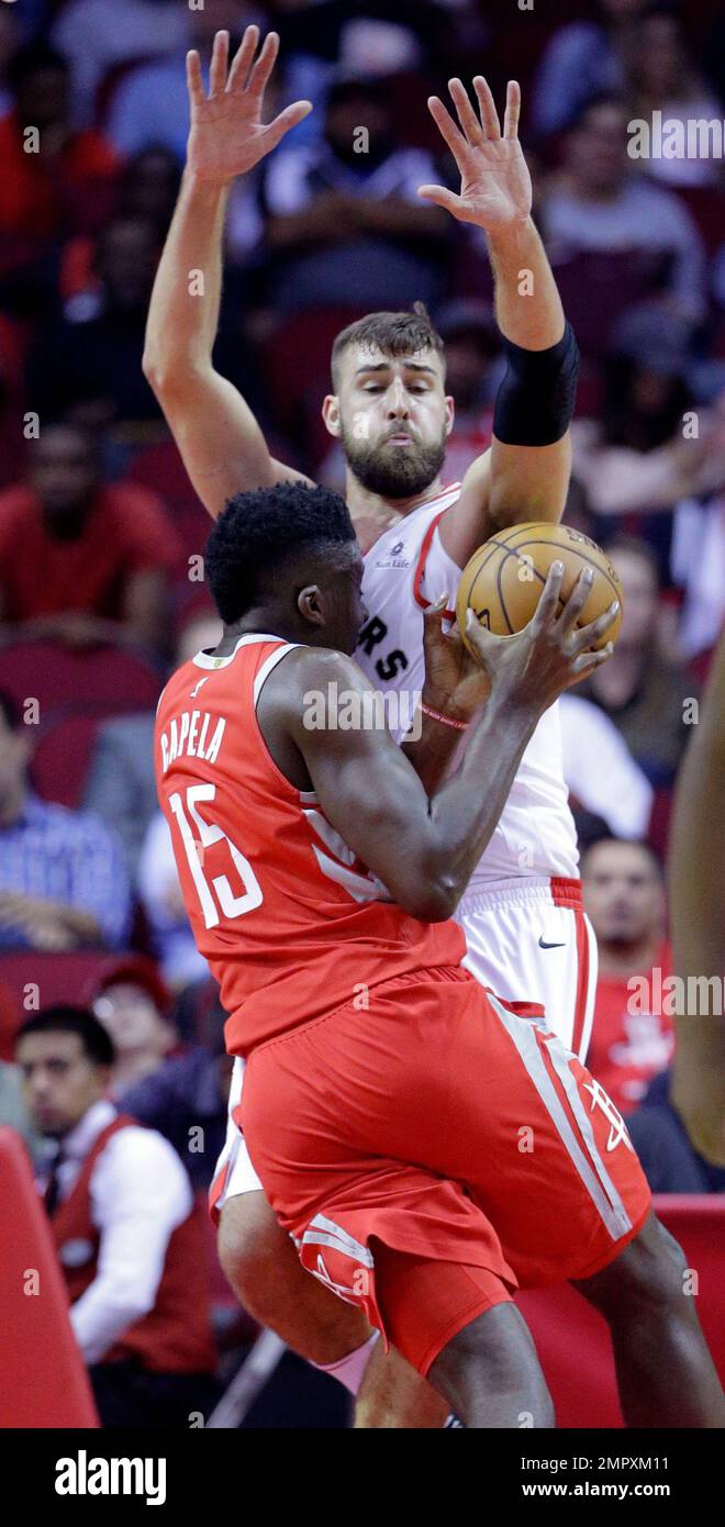 Houston Rockets center Clint Capela (15) drives to the basket into ...
