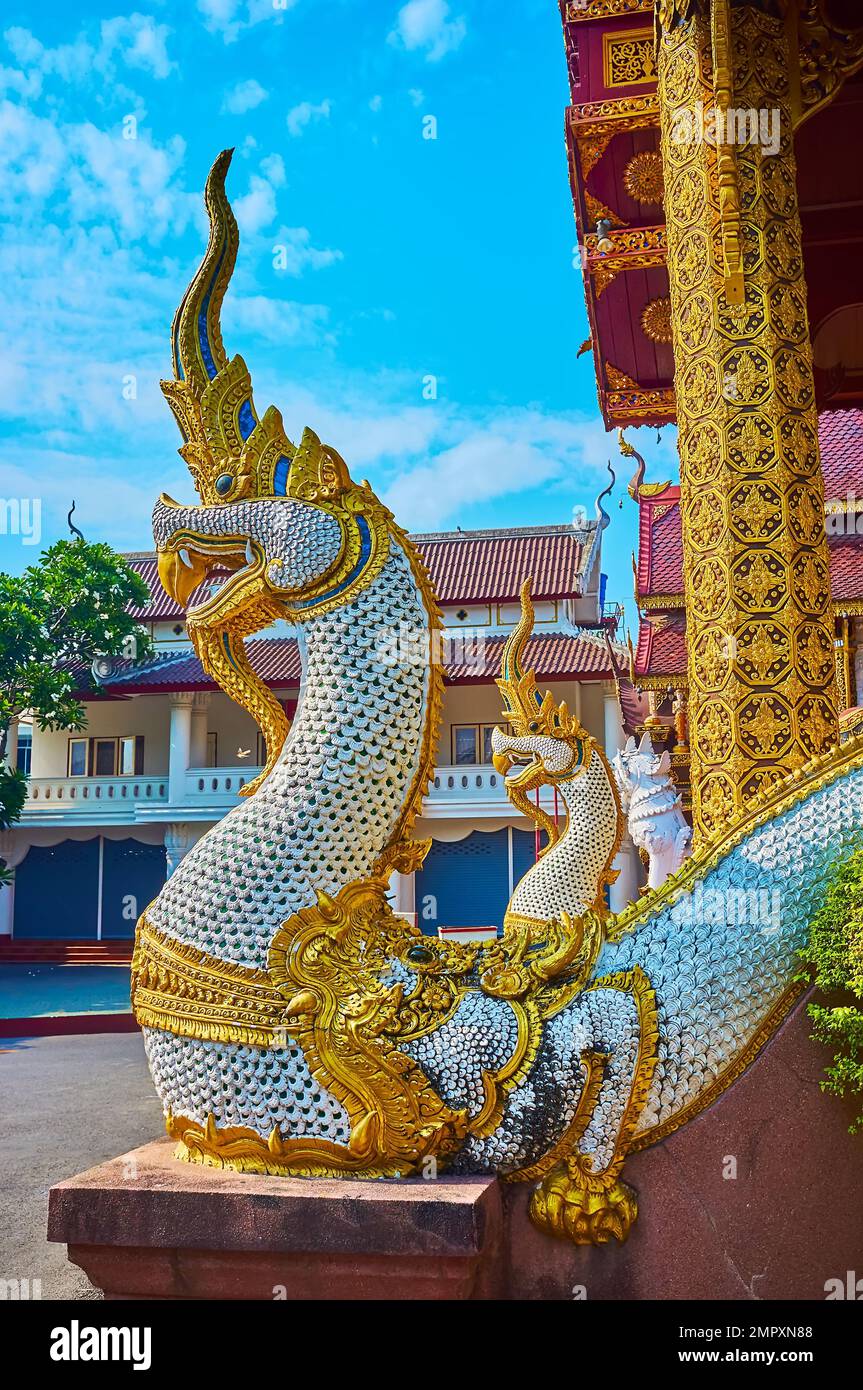 The statues of Makara crocodile, disgorging Naga serpent at the ...