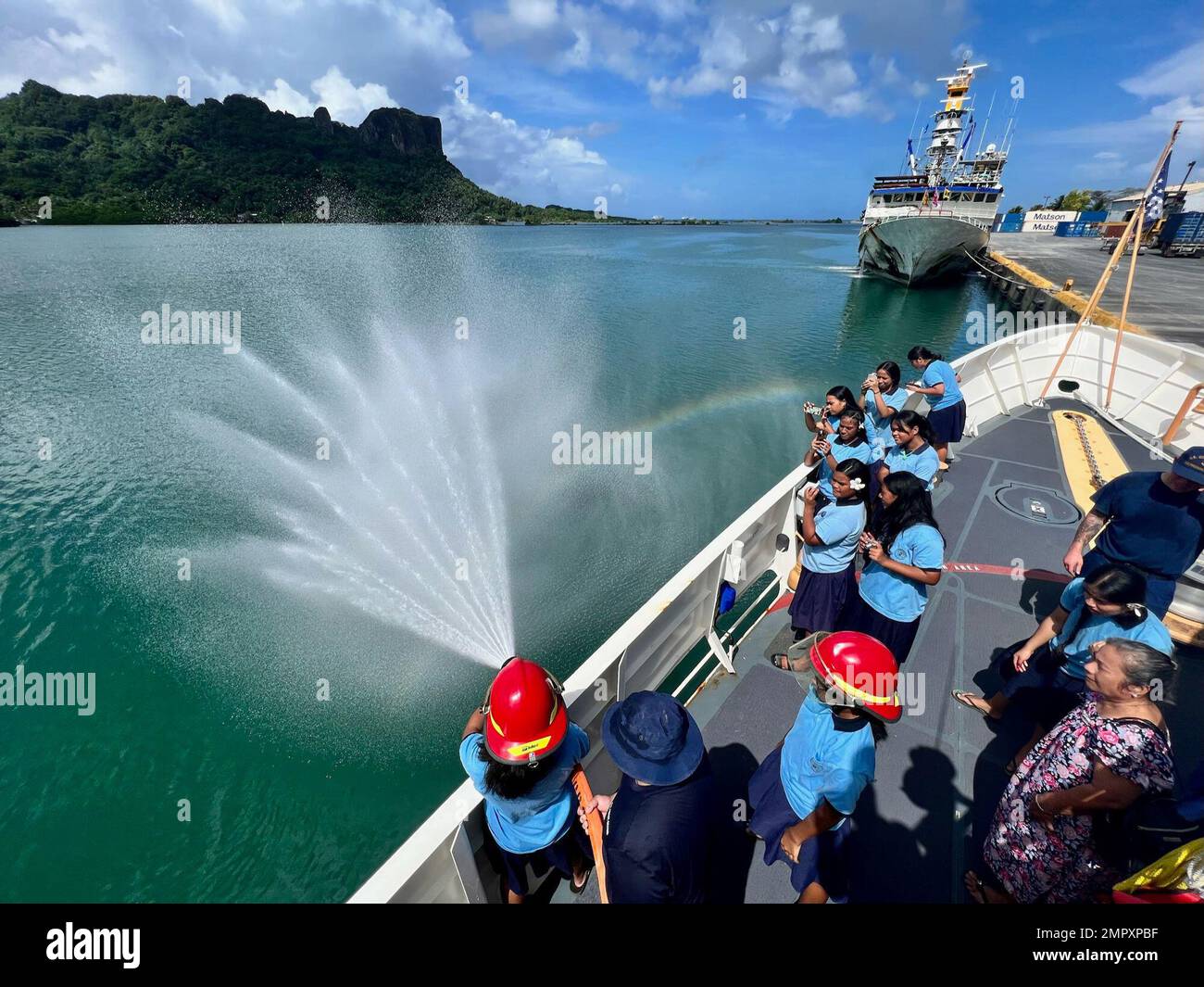 The crew of the USCGC Frederick Hatch (WPC 1143) demonstrates ...