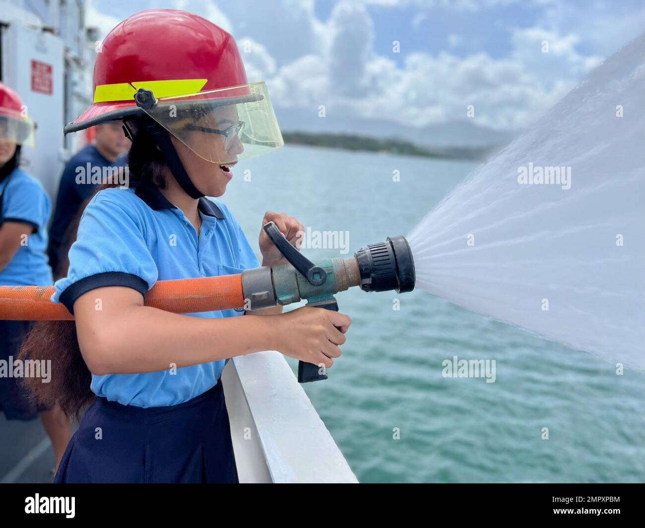 The crew of the USCGC Frederick Hatch (WPC 1143) demonstrates ...