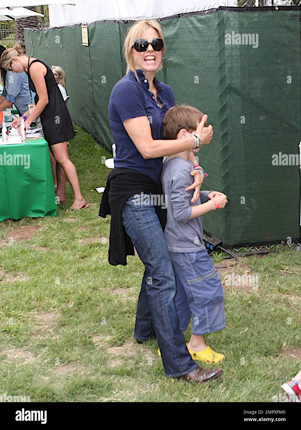 Actress T a Leoni with son Kyd at Wadsworth Great Lawn for the Disney ...