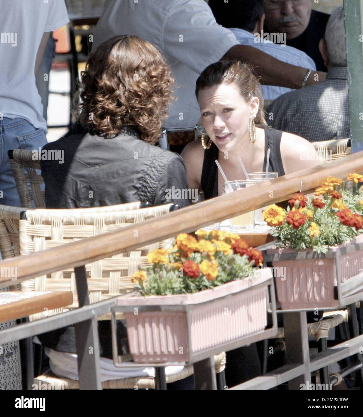 Hilary Duff and a friend have lunch at Cafe Med in West Hollywood ...