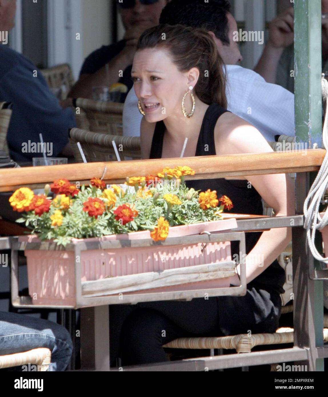 Hilary Duff and a friend have lunch at Cafe Med in West Hollywood ...