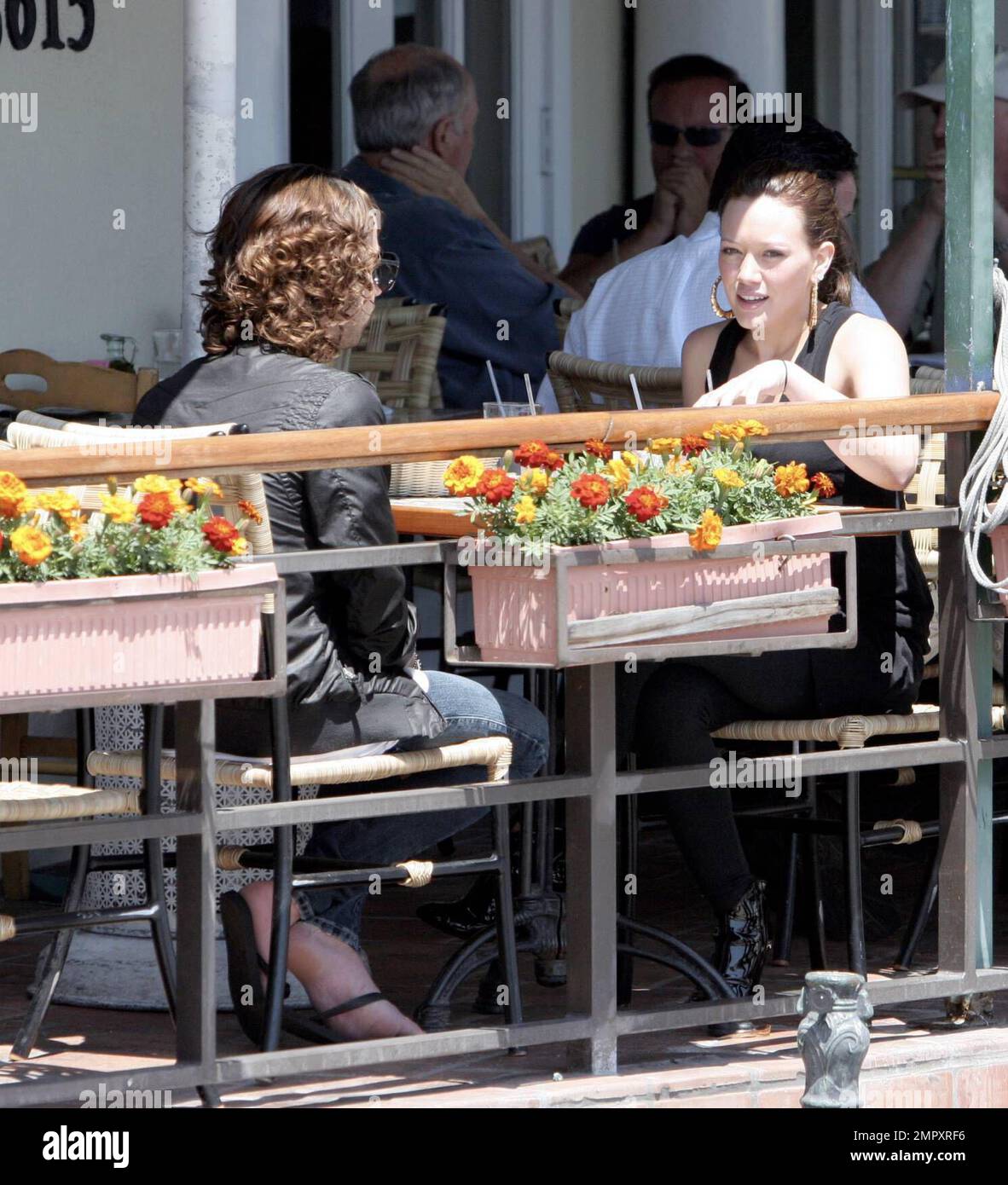 Hilary Duff and a friend have lunch at Cafe Med in West Hollywood ...