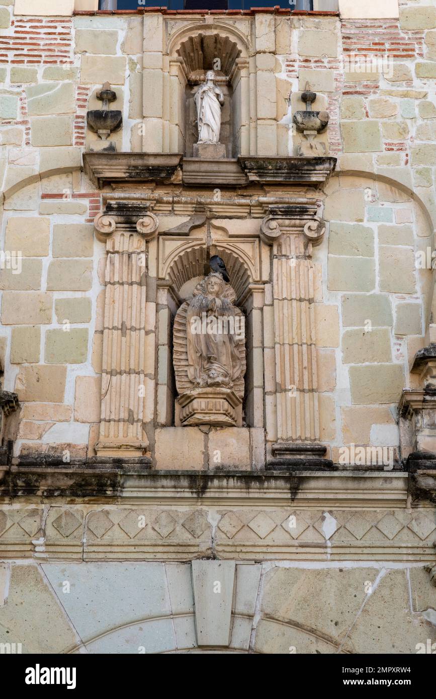 Statue of the Virgin Mary on the facade of the Church of San Agustin in ...