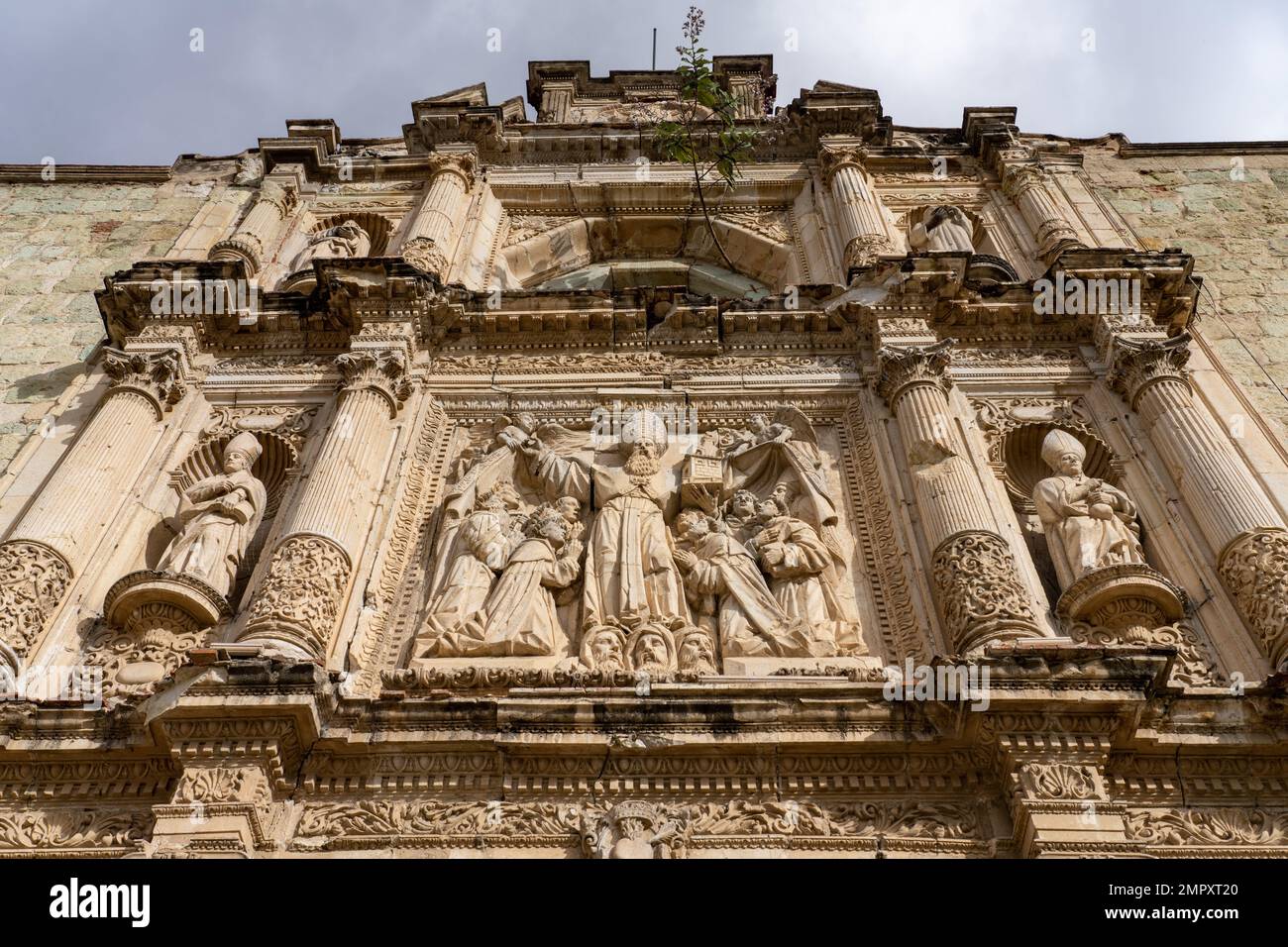 Bas relief of St. Agustin on the facade of the Church of San Agustin in ...