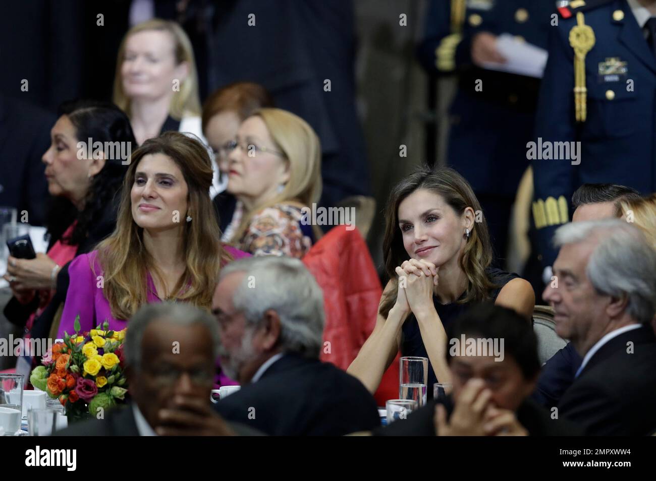 Princess Dina Mired of Jordan, left, and Spain's Queen Letizia, attend ...