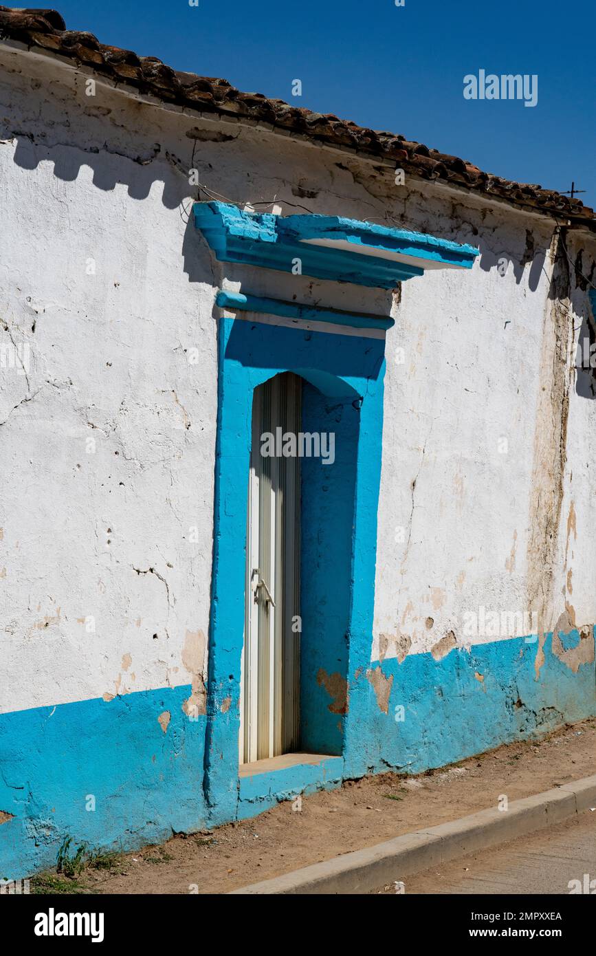 Typical colonial architecture in the town of Ocotlan de Morelos in the ...