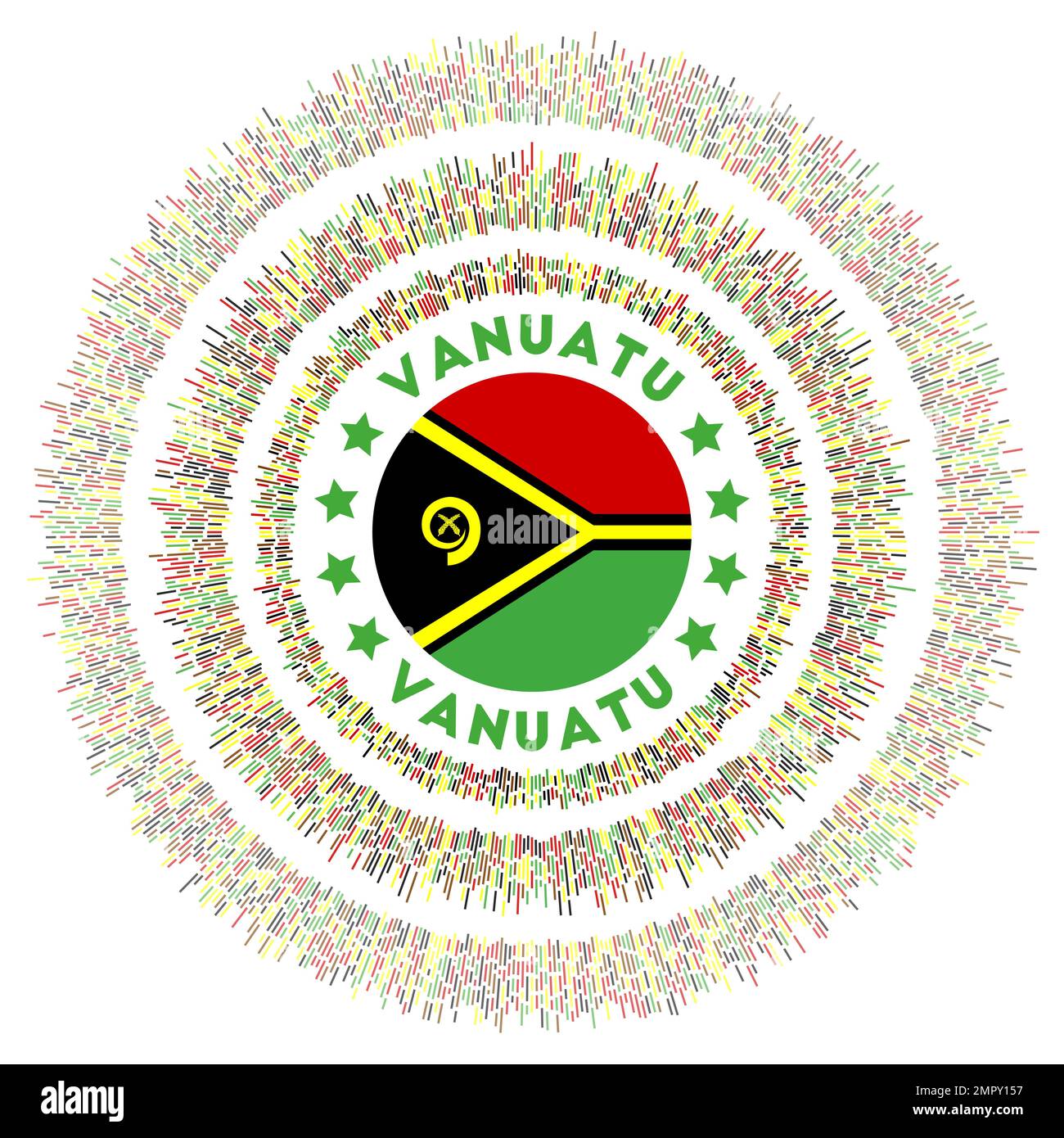 Vanuatu symbol. Radiant country flag with colorful rays. Shiny sunburst with Vanuatu flag ...