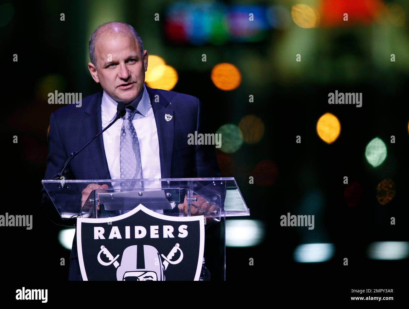 Oakland Raiders President Marc Badain speaks during a ceremonial ...