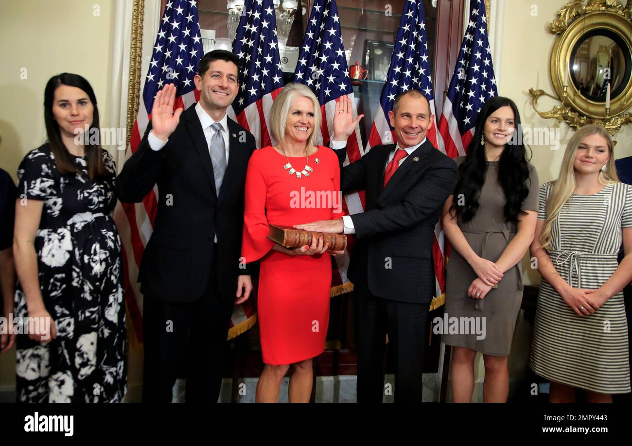 Speaker of the House Paul Ryan of Wis., second from left, holds a ...